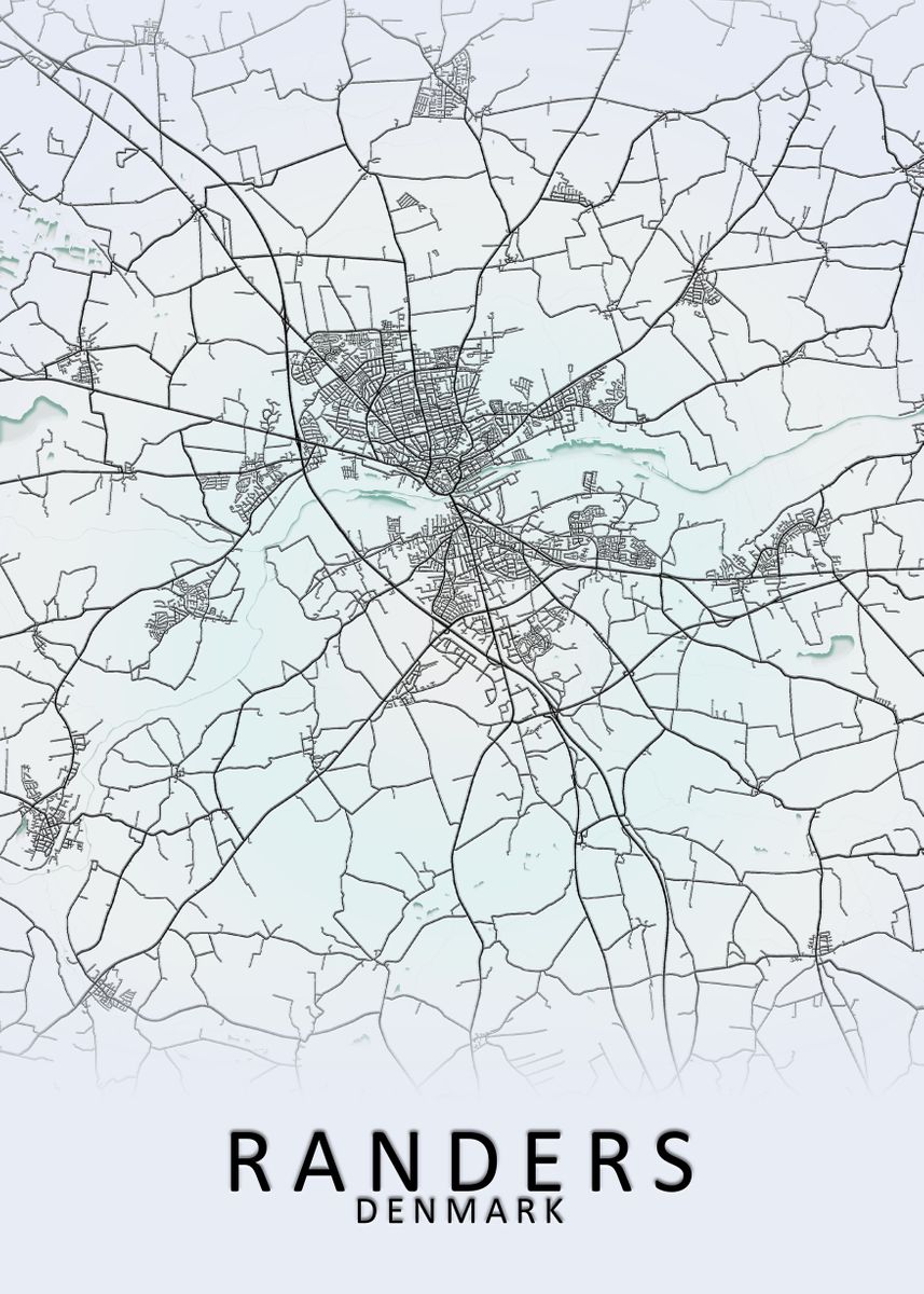 'Randers Denmark City Map' Poster, picture, metal print, paint by City ...