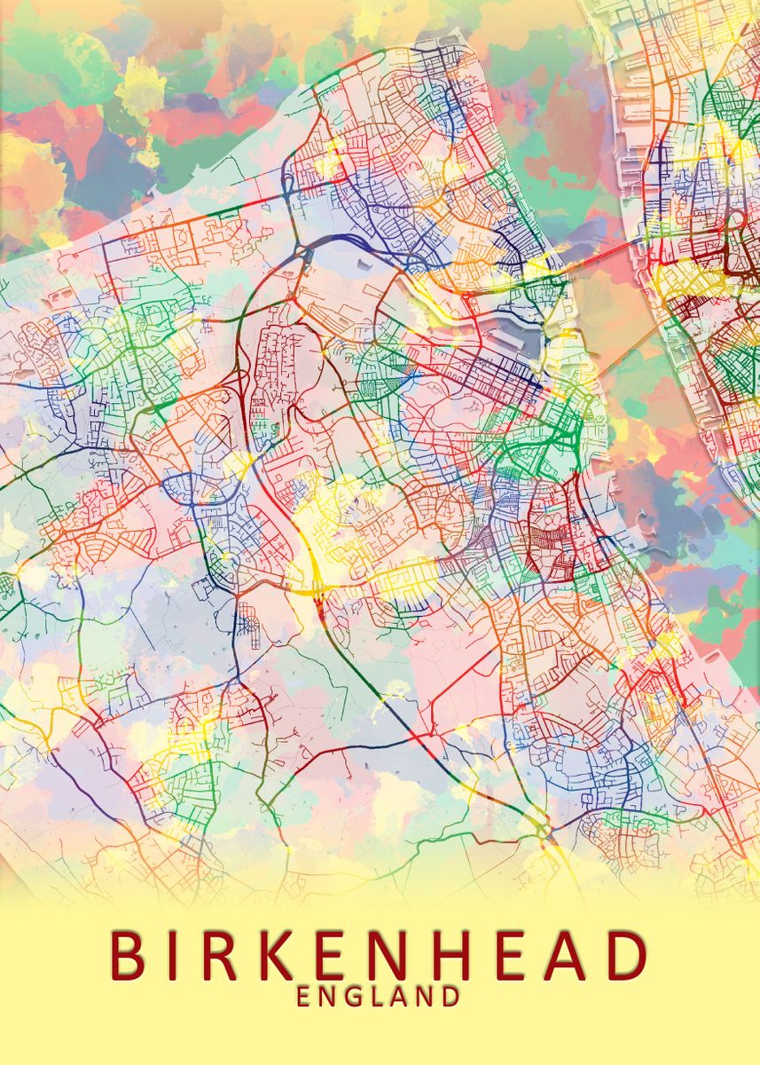 'Birkenhead England Map' Poster by City Map Art Prints | Displate