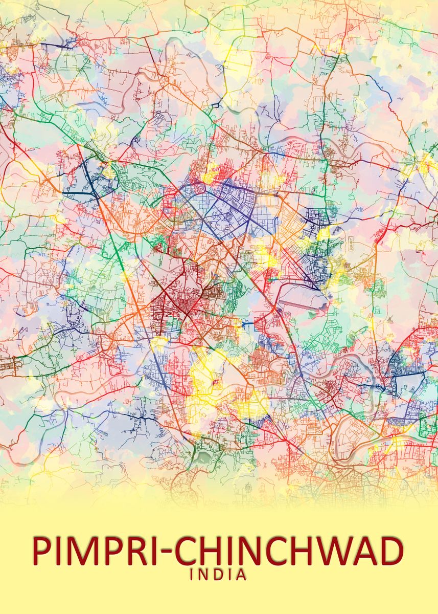 'Pimpri Chinchwad India Map' Poster, picture, metal print, paint by ...