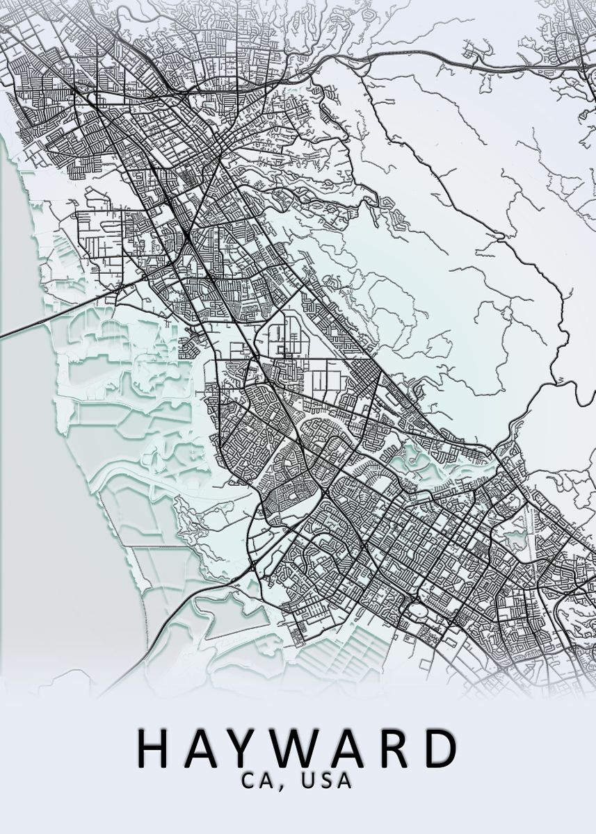 'Hayward CA USA City Map' Poster by City Map Art Prints | Displate