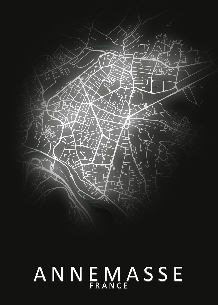 'Annemasse France City Map' Poster, picture, metal print, paint by City ...
