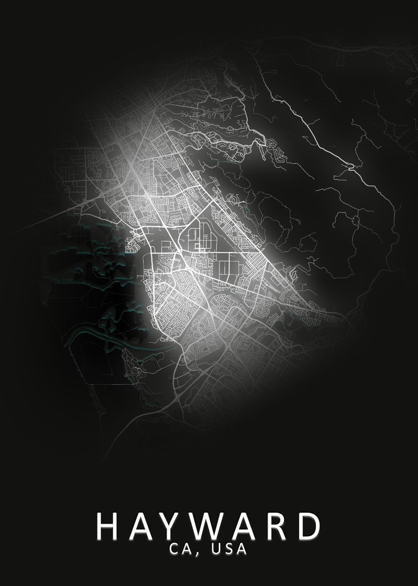 'Hayward CA USA City Map' Poster, picture, metal print, paint by City ...