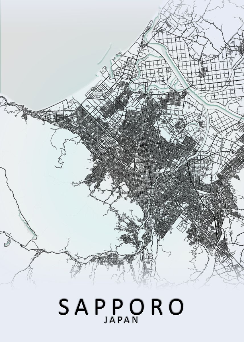 'Sapporo Japan City Map' Poster, picture, metal print, paint by City ...