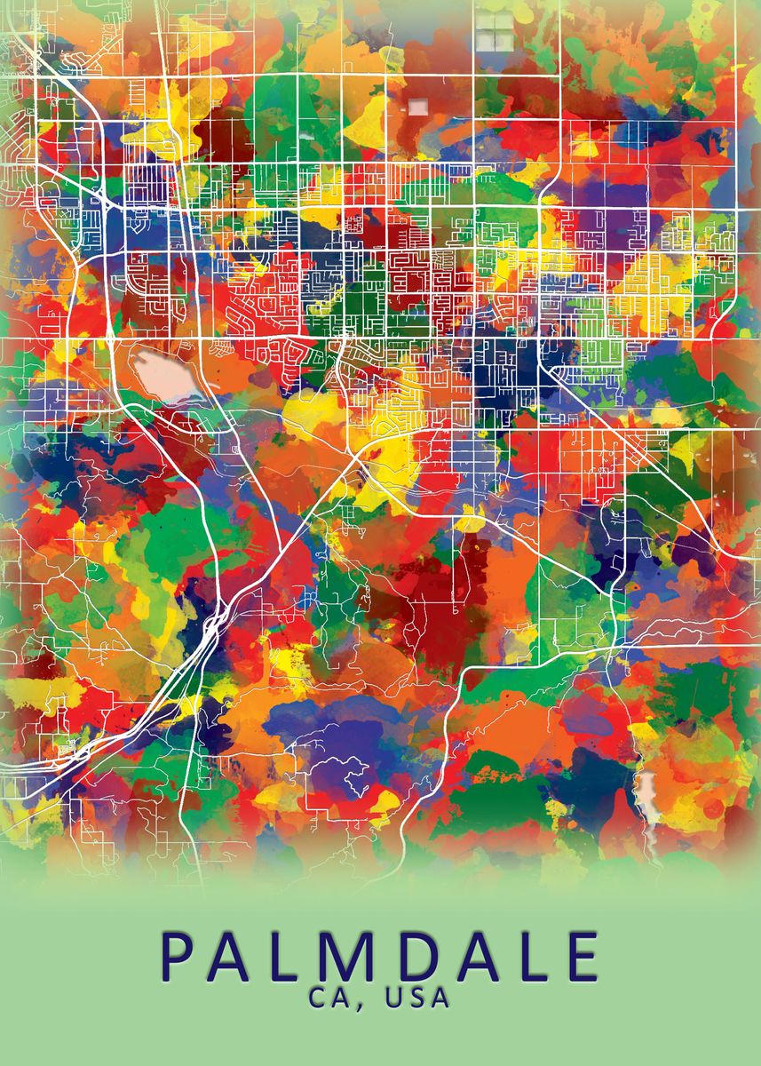 'Palmdale CA USA City Map' Poster by City Map Art Prints | Displate