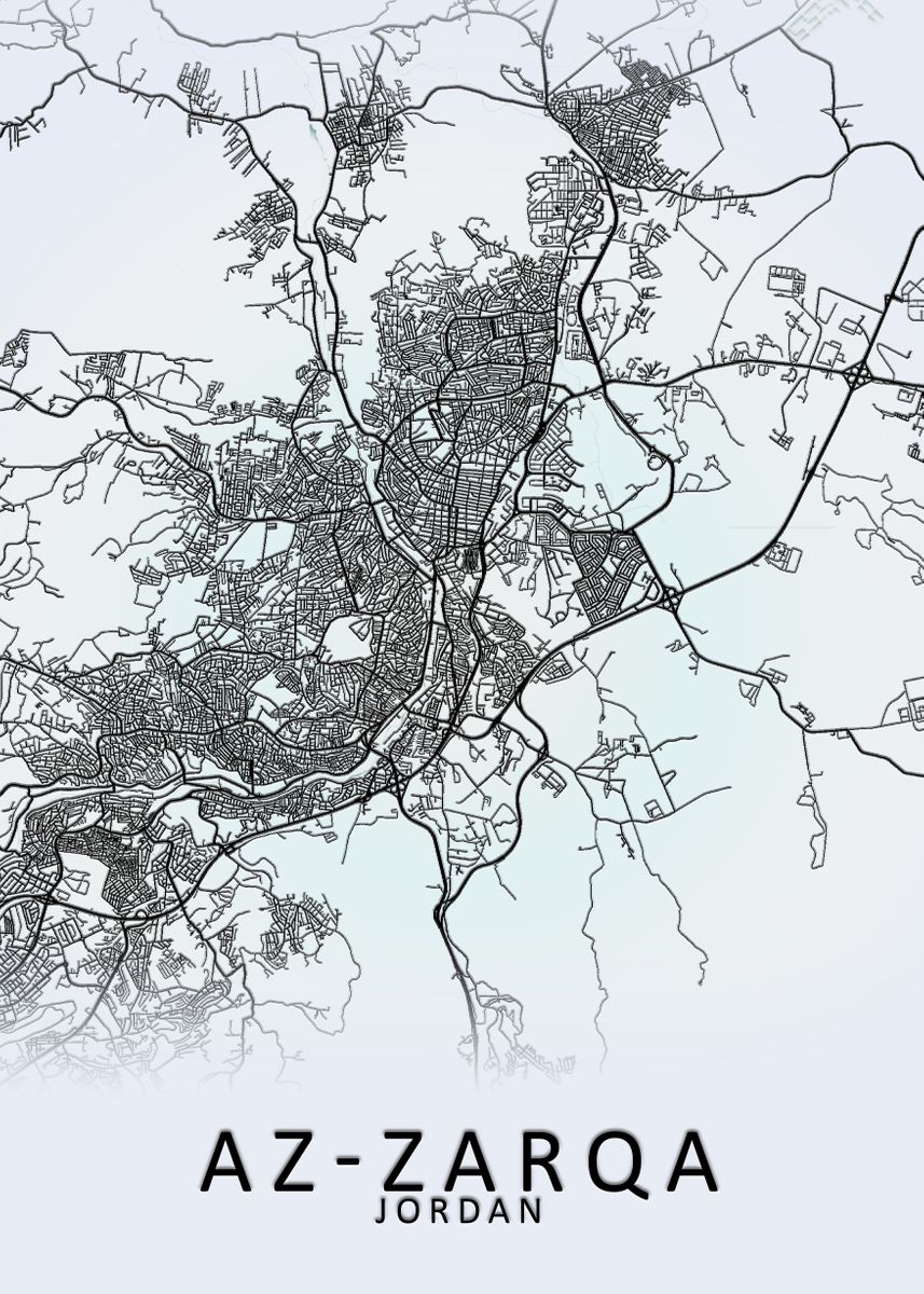 'Az Zarqa Jordan City Map' Poster by City Map Art Prints | Displate