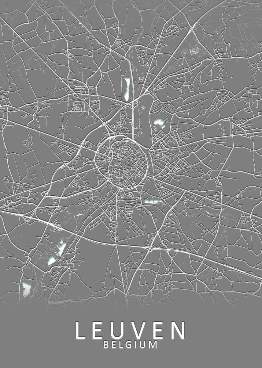 'Leuven Belgium City Map' Poster, picture, metal print, paint by City ...