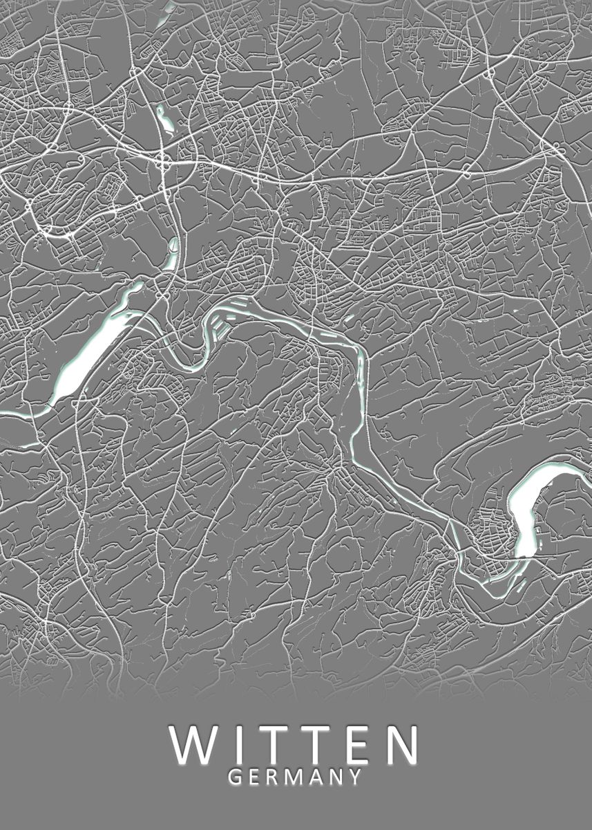 'Witten Germany City Map' Poster, picture, metal print, paint by City ...