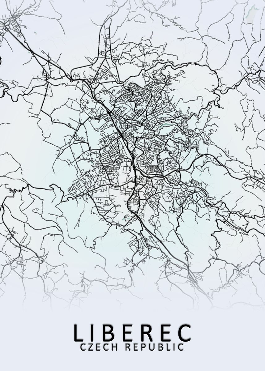 'Liberec Czech Republic Map' Poster, picture, metal print, paint by ...