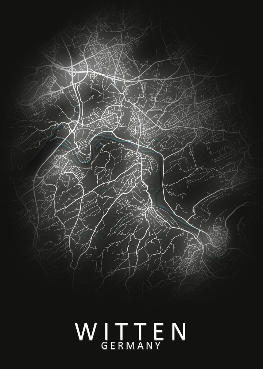 'Witten Germany City Map' Poster, picture, metal print, paint by City ...