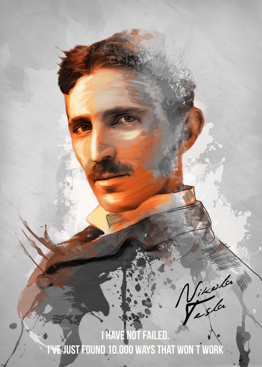'Nikola Tesla' Poster, picture, metal print, paint by Em sandia | Displate
