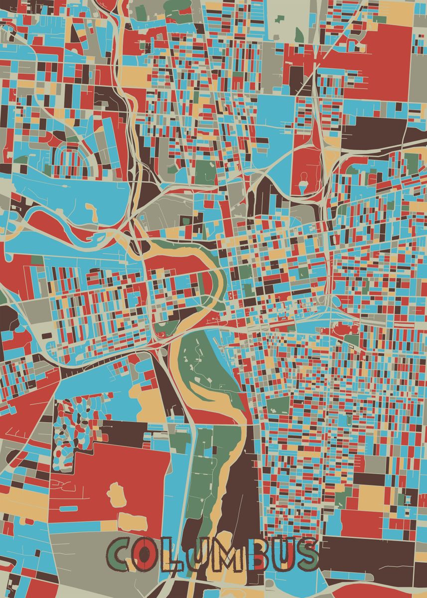 'columbus map retro 2' Poster, picture, metal print, paint by Bekim Art ...