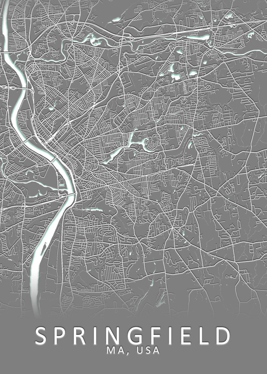 'Springfield MA USA Map' Poster by City Map Art Prints | Displate