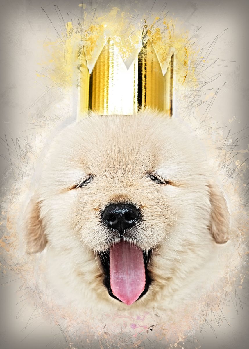 'Golden Retriever Prince' Poster, picture, metal print, paint by DD ART ...