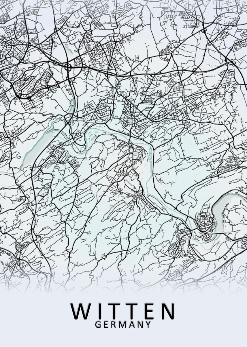 'Witten Germany City Map' Poster, picture, metal print, paint by City ...