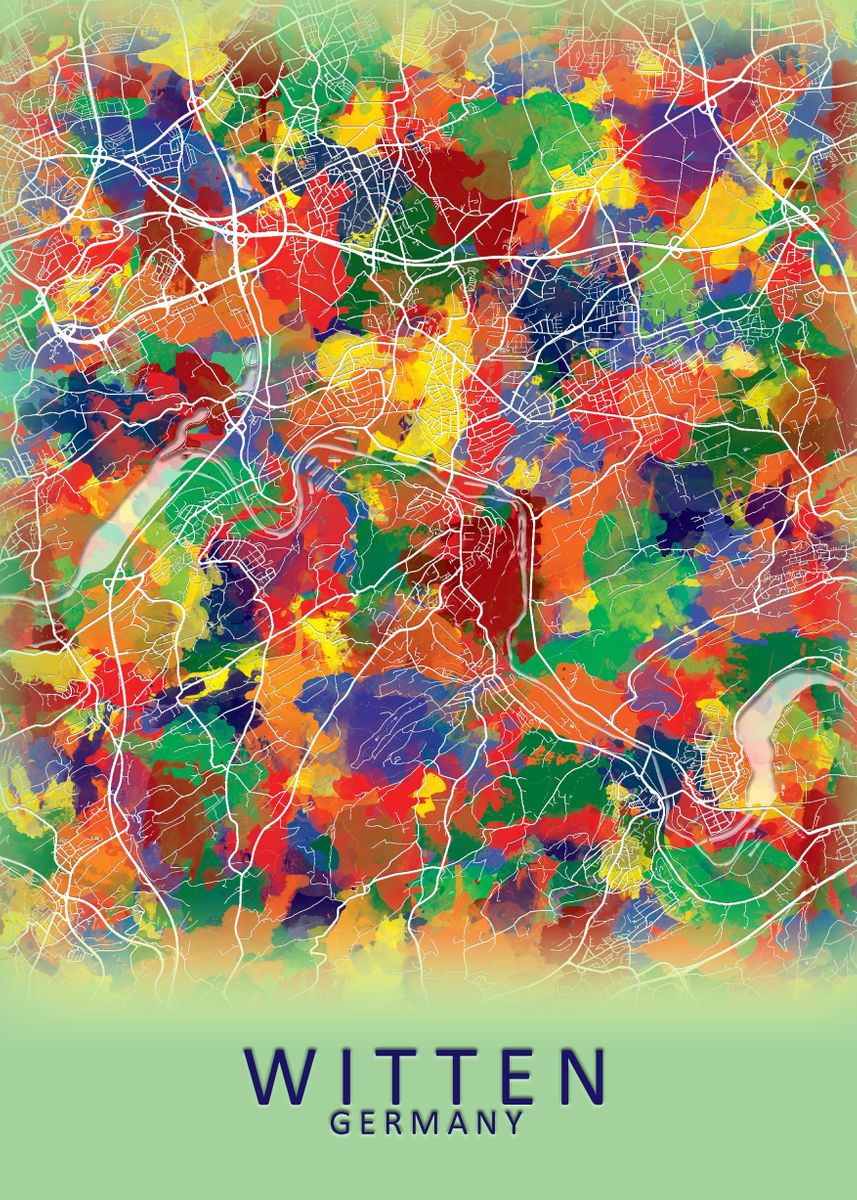 'Witten Germany City Map' Poster, picture, metal print, paint by City ...