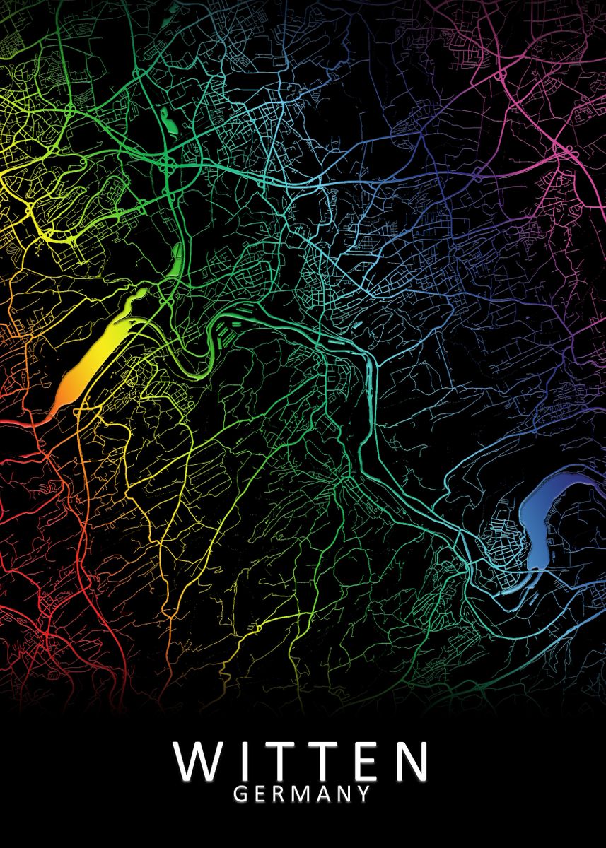 'Witten Germany City Map' Poster, picture, metal print, paint by City ...