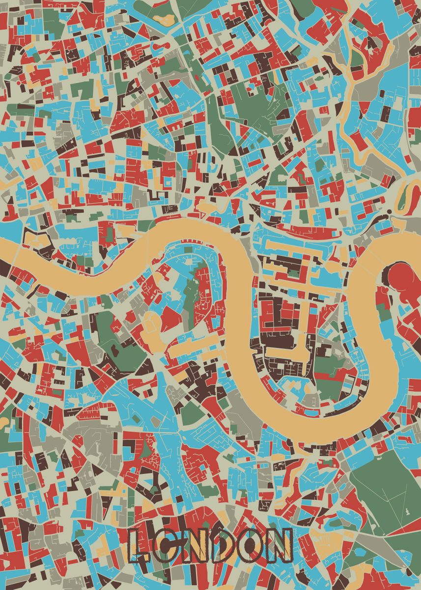 'london map retro 2' Poster by Bekim Art | Displate