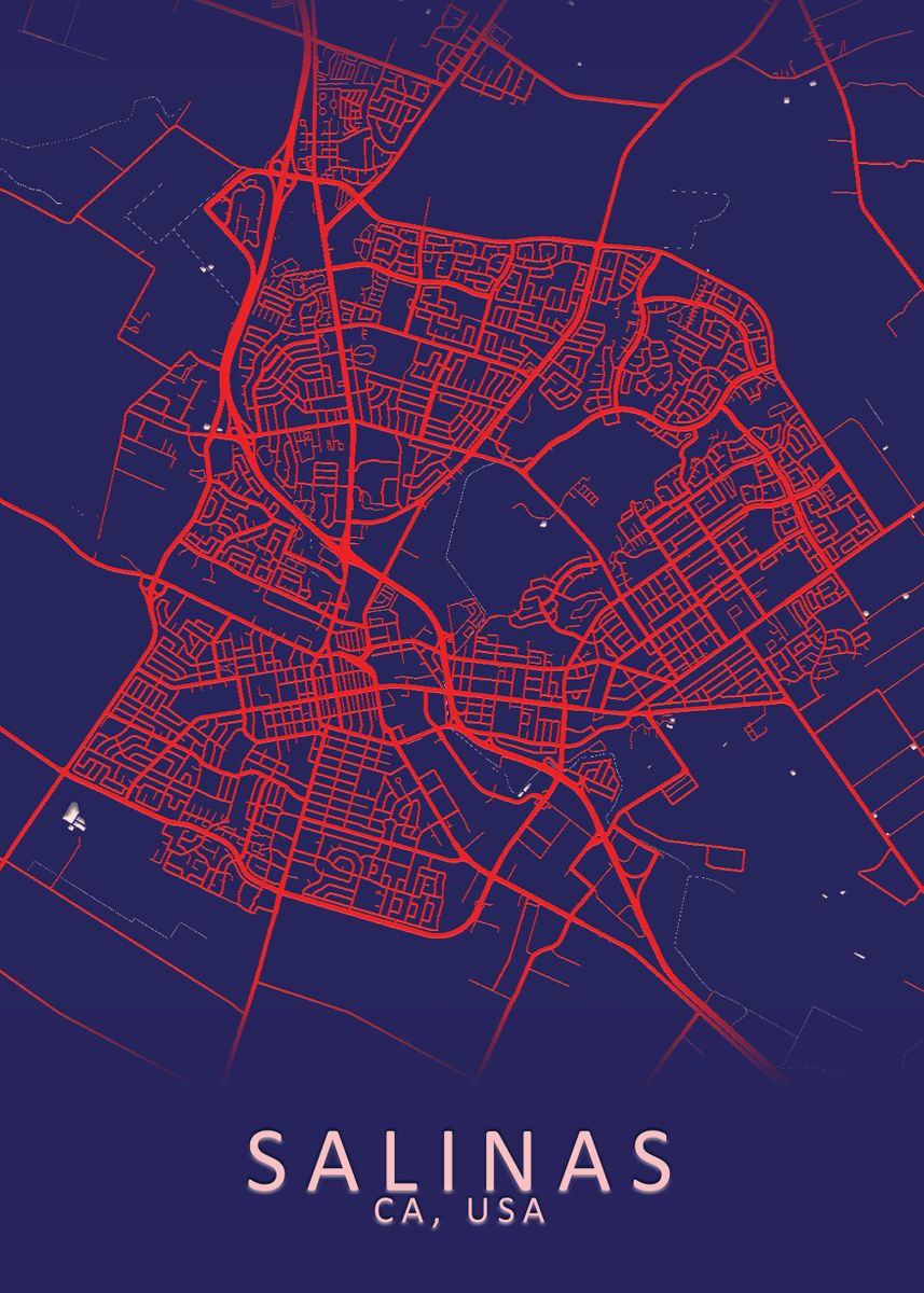 'Salinas CA USA City Map' Poster by City Map Art Prints | Displate