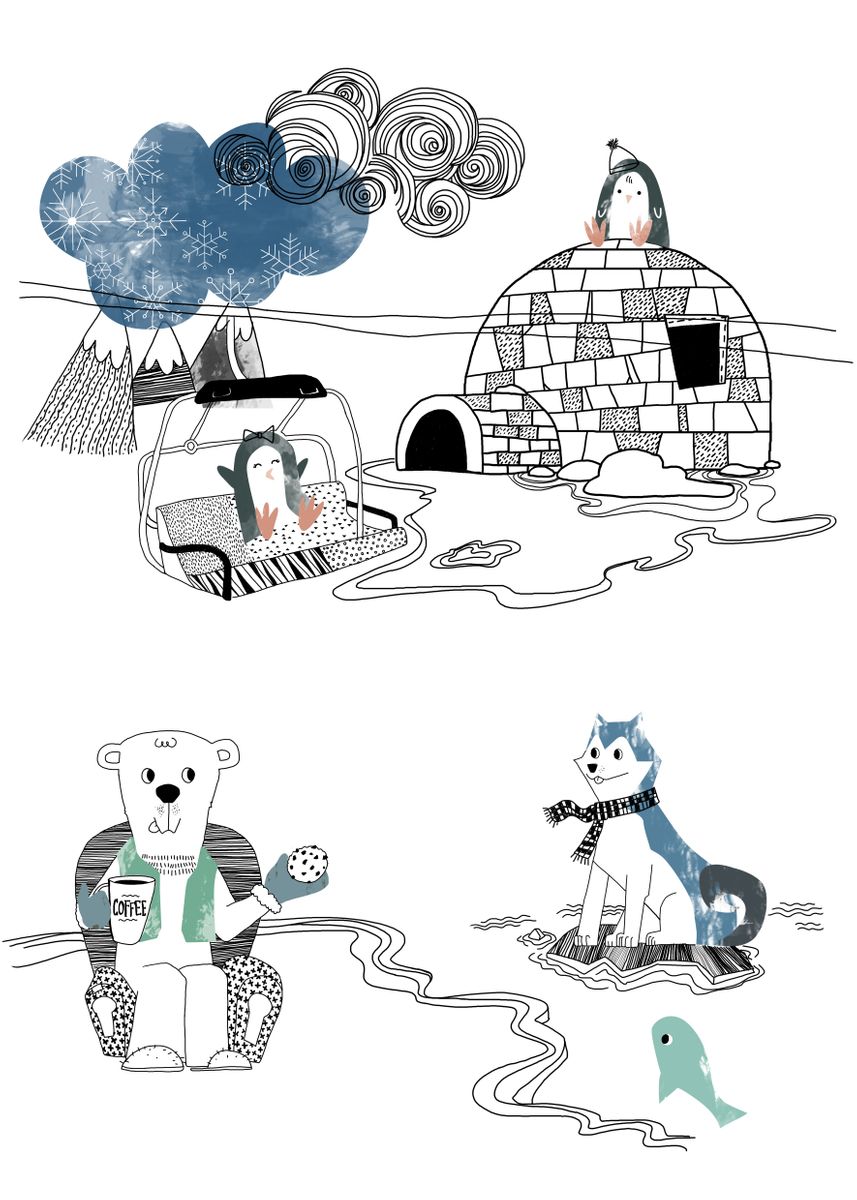 'Life in the Arctic' Poster, picture, metal print, paint by Laura ...