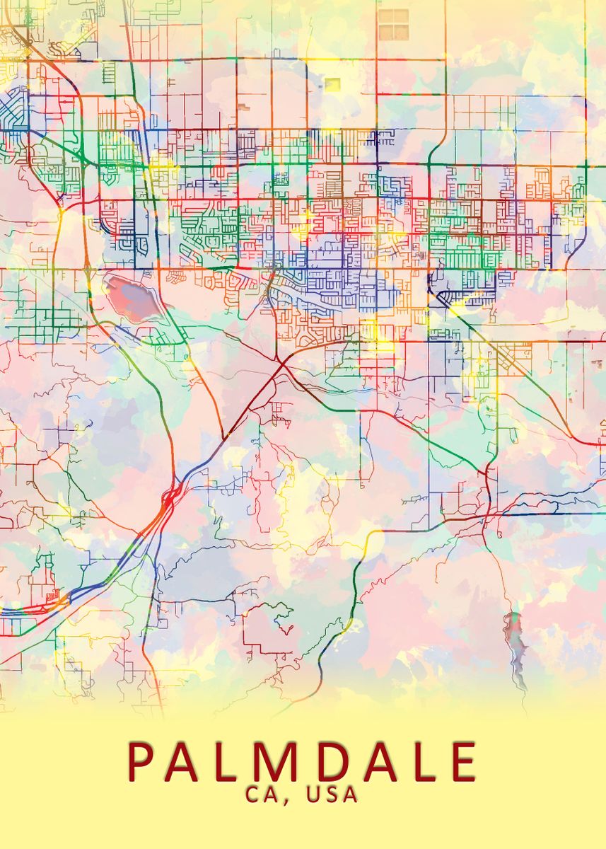 'Palmdale CA USA City Map' Poster by City Map Art Prints | Displate