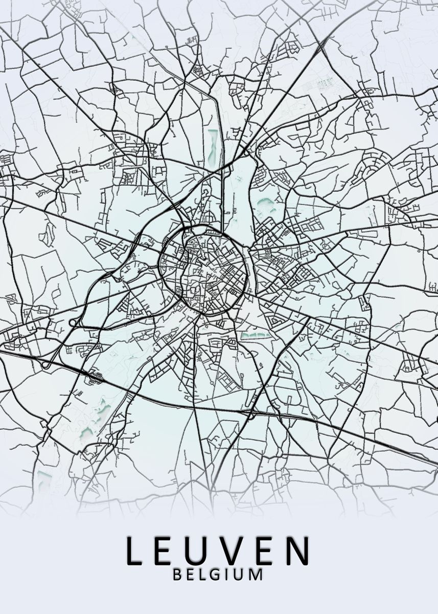 'Leuven Belgium City Map' Poster, picture, metal print, paint by City ...