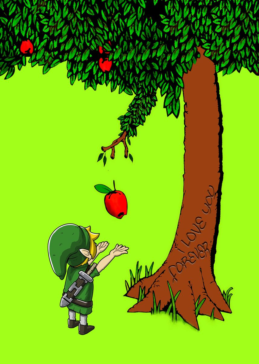 'Little Link and an Apple' Poster by Lugu Poerawidjaja | Displate
