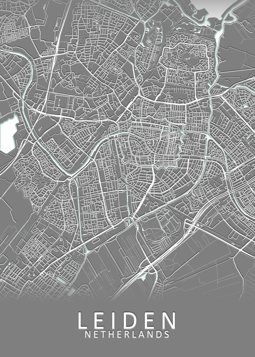 'Leiden Netherlands Map' Poster, picture, metal print, paint by City ...