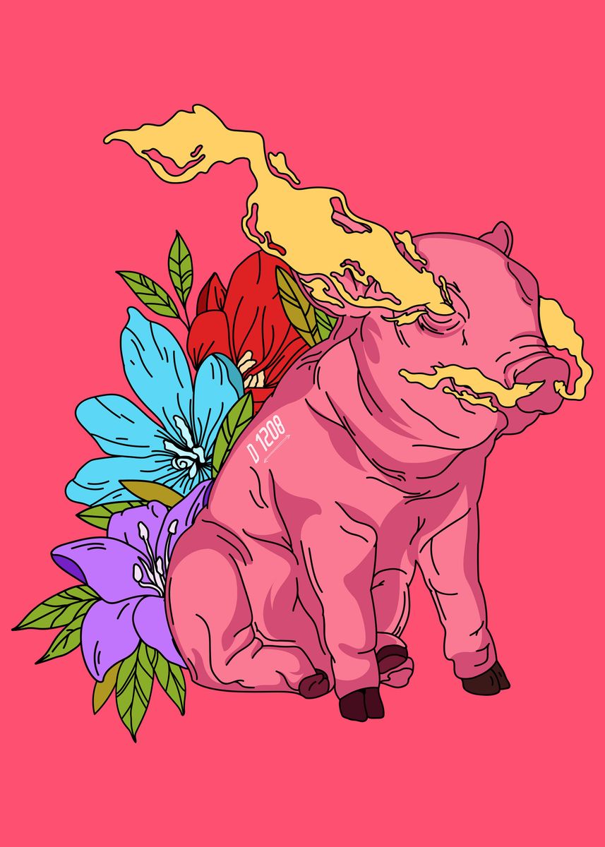'Pig Hunter' Poster, picture, metal print, paint by Kumilism | Displate