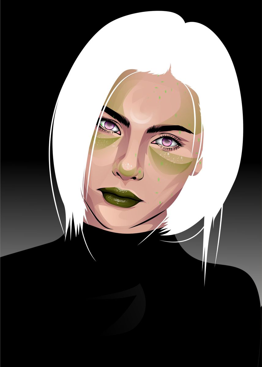 'the woman is staring' Poster, picture, metal print, paint by Nur ...