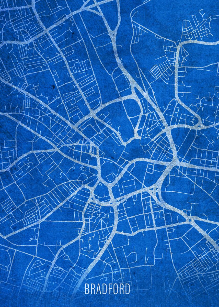 'Bradford City Street Map' Poster, picture, metal print, paint by ...
