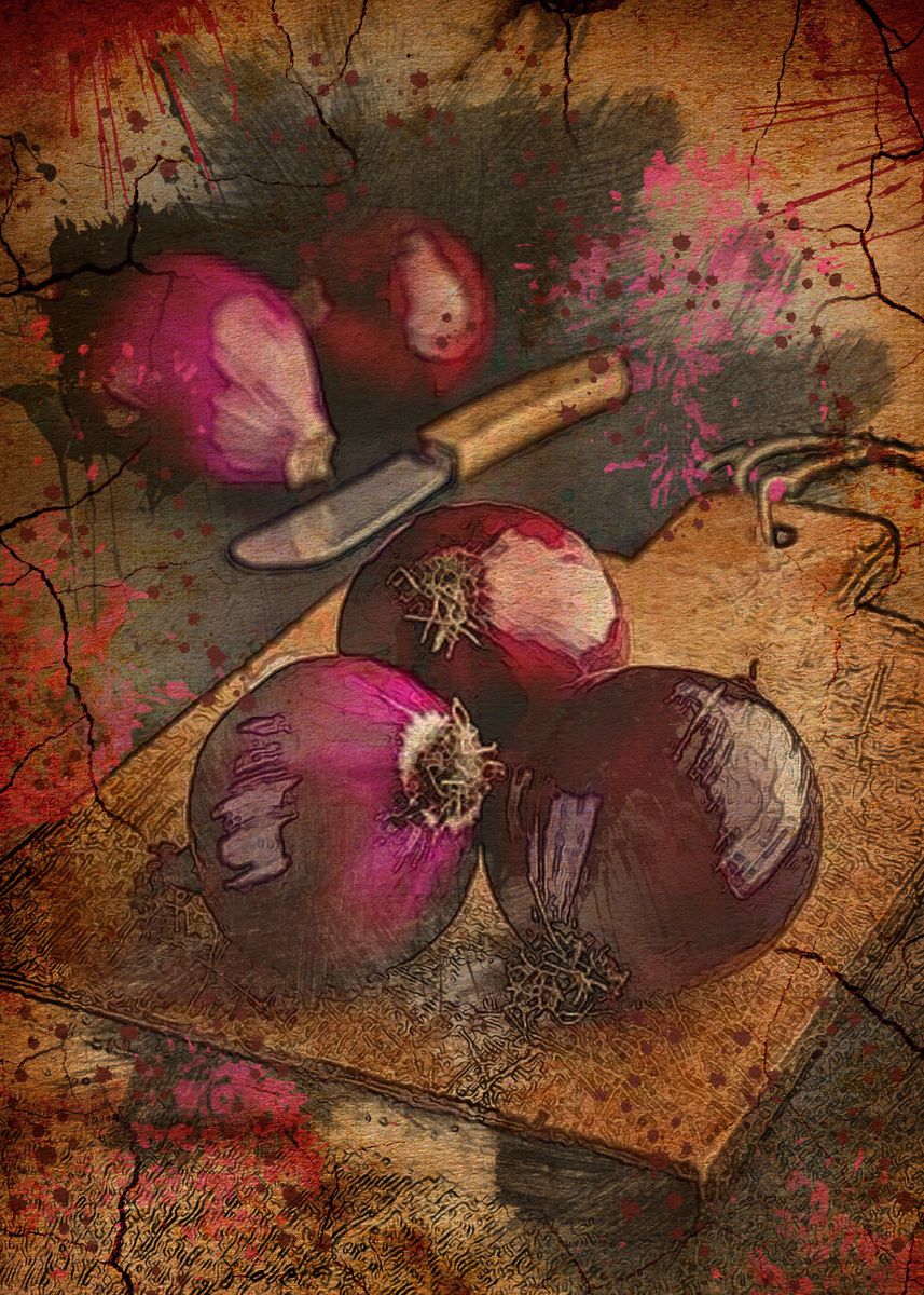 'Red Onion' Poster, picture, metal print, paint by Cat Coconut Galery ...
