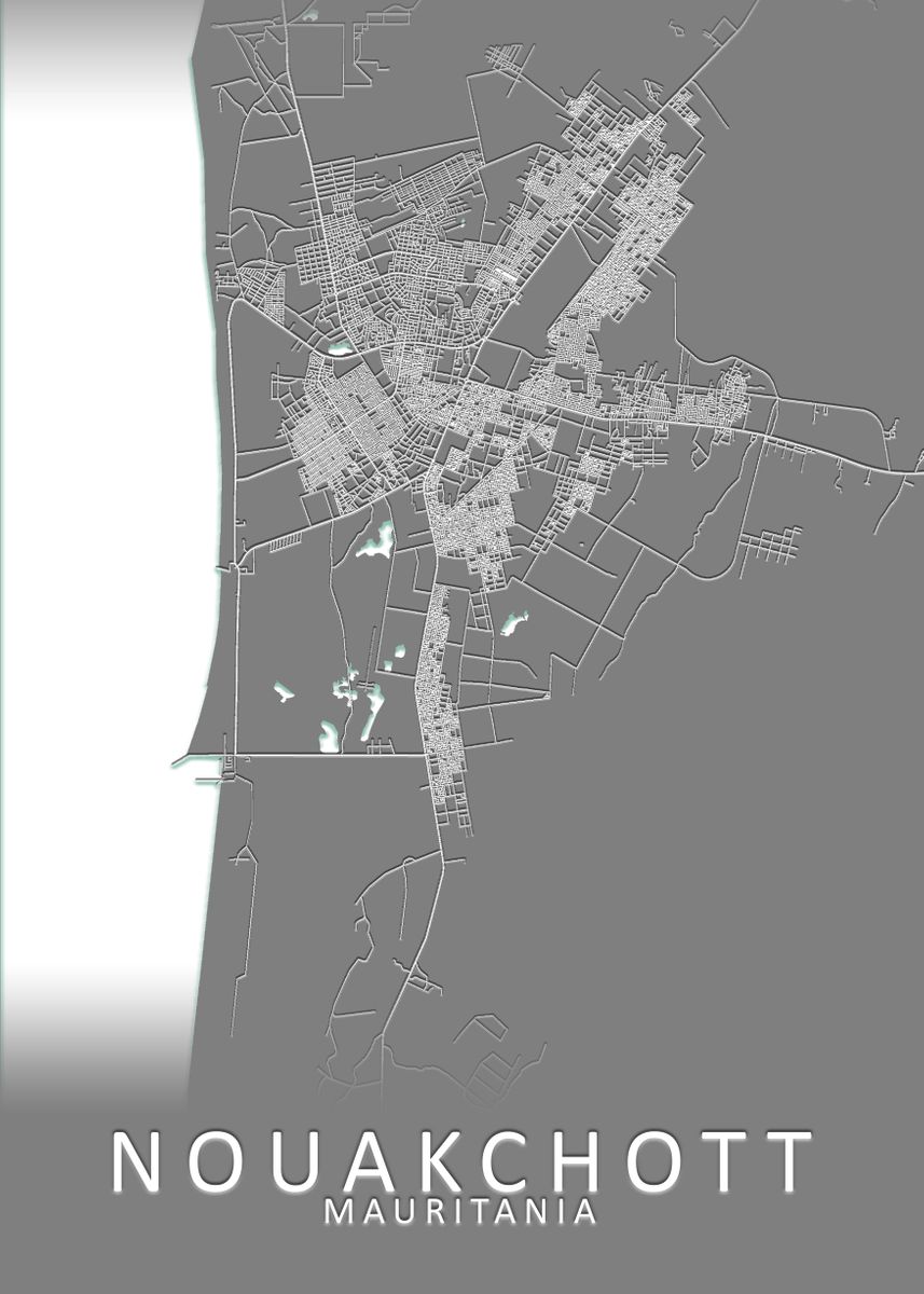 'Nouakchott Mauritania Map' Poster, picture, metal print, paint by City ...
