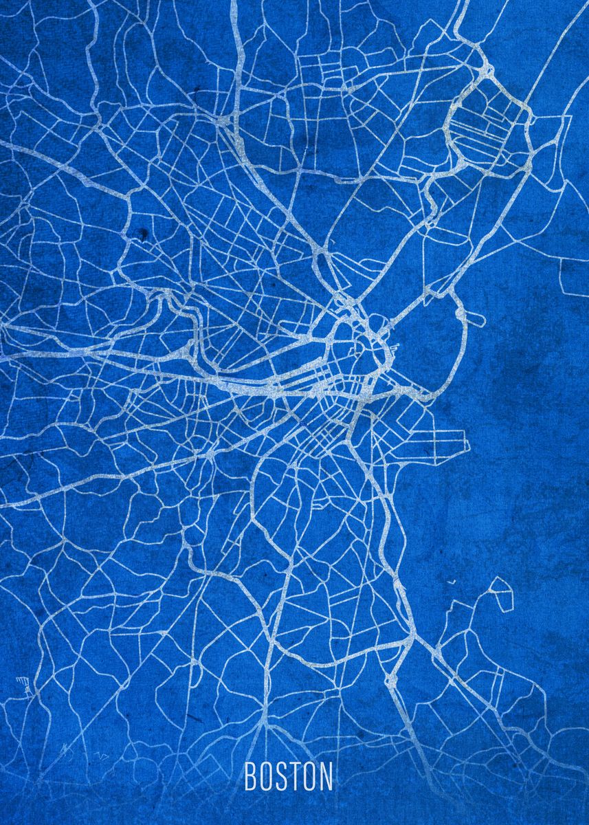 'Boston City Street Map' Poster, picture, metal print, paint by Design ...