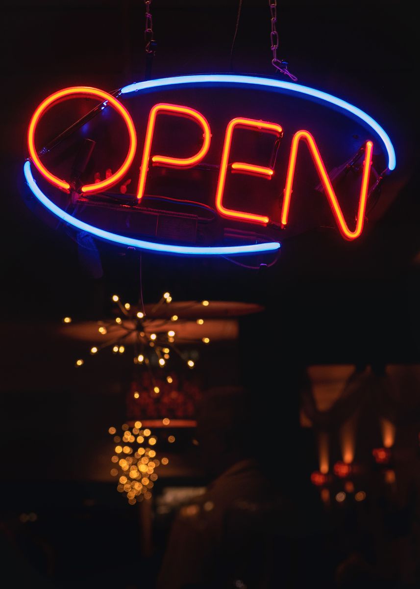 'Neon open sign' Poster, picture, metal print, paint by Harsha Gandhare ...
