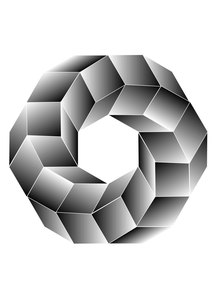 'Hexagon and cubes ' Poster, picture, metal print, paint by Shawlin I ...