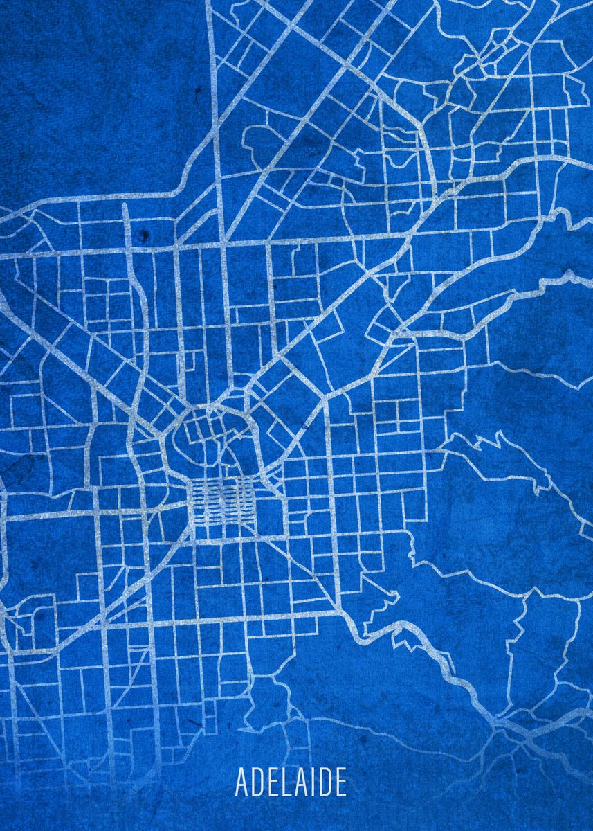 'Adelaide City Street Map' Poster, picture, metal print, paint by ...