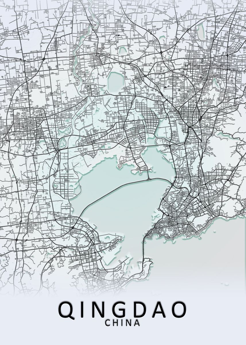 'Qingdao China City Map' Poster, picture, metal print, paint by City ...