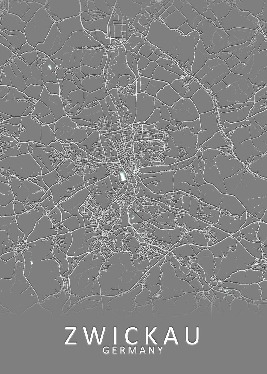 'Zwickau Germany City Map' Poster, picture, metal print, paint by City ...