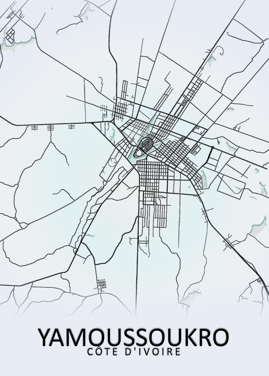 'Yamoussoukro City Map' Poster by City Map Art Prints | Displate