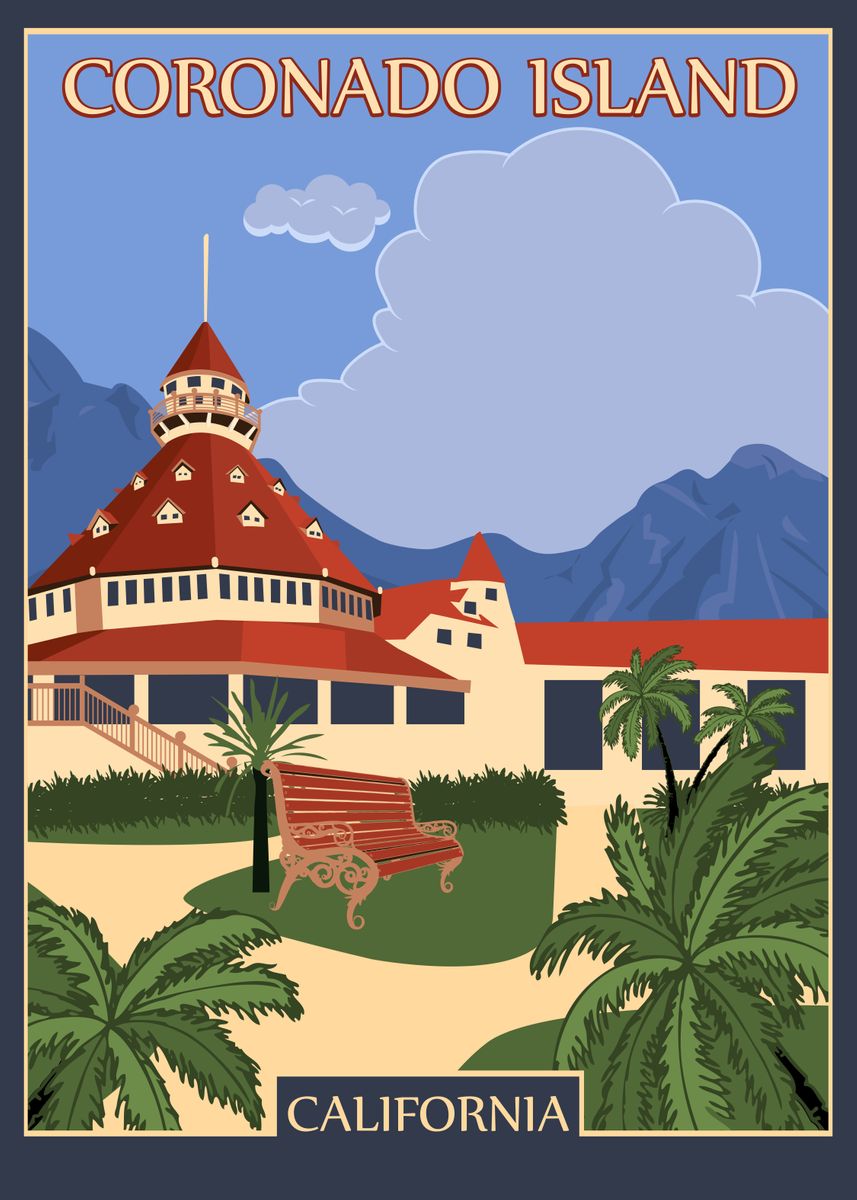 'Coronado Island California' Poster, picture, metal print, paint by ...