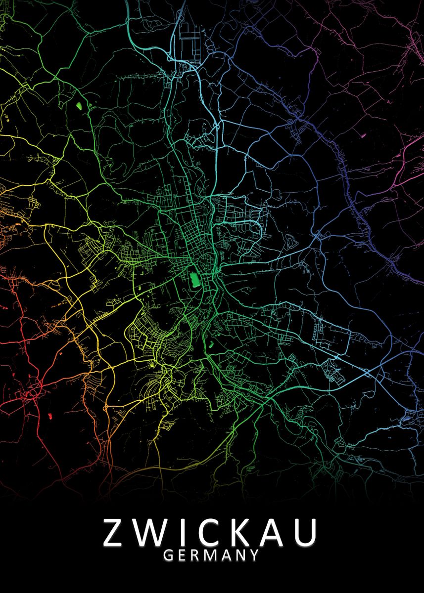 'Zwickau Germany City Map' Poster by City Map Art Prints | Displate