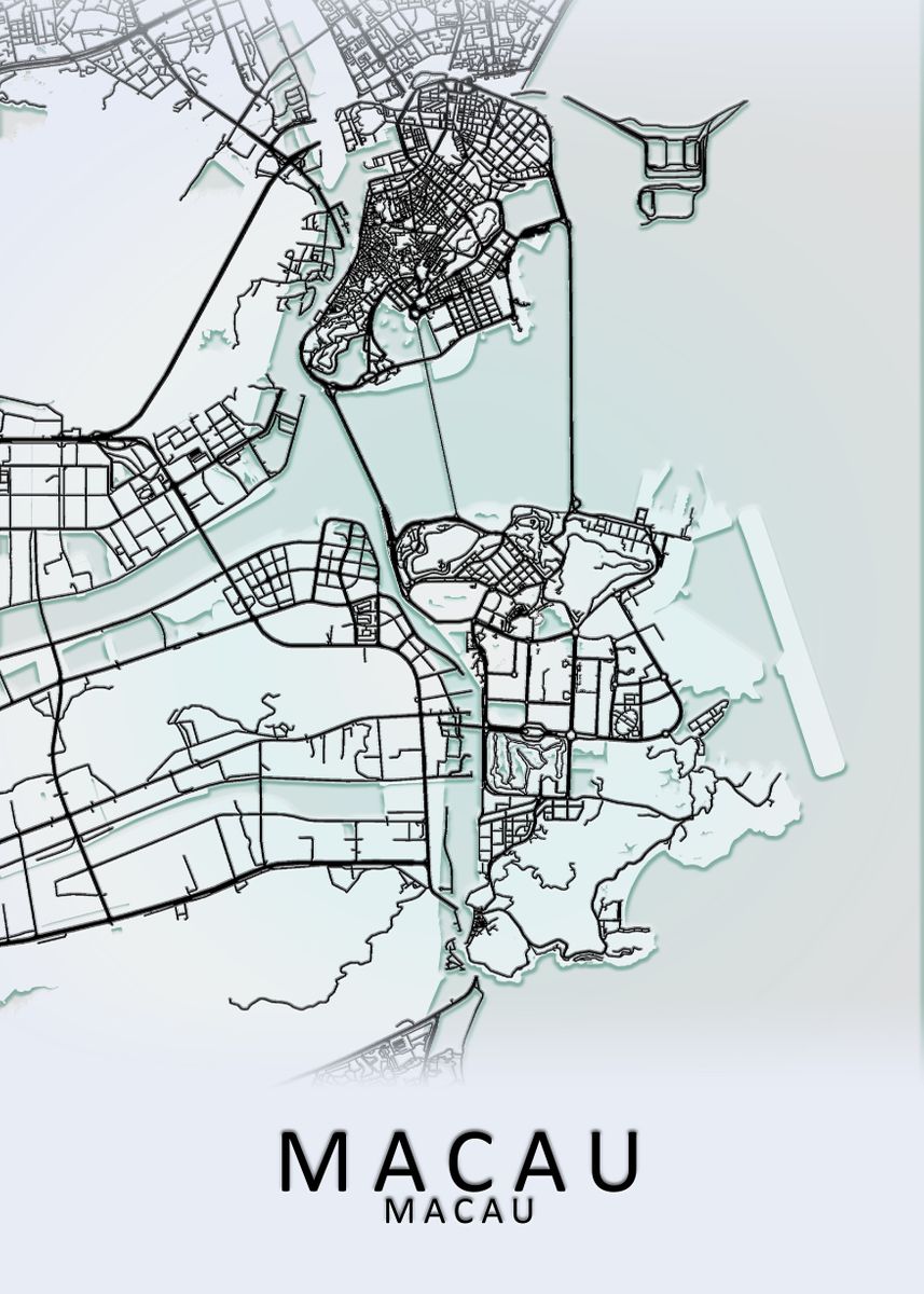 'Macau City Map' Poster, picture, metal print, paint by City Map Art ...
