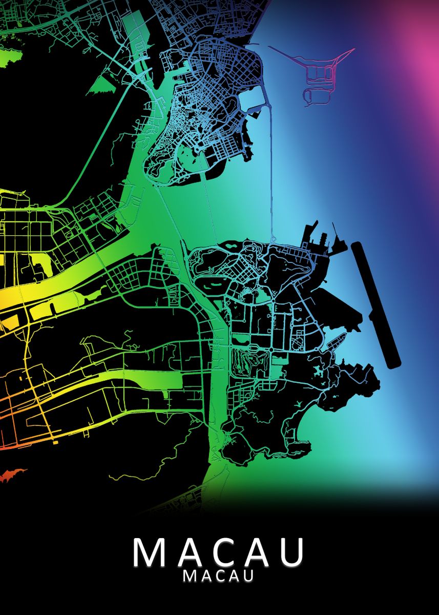 'Macau City Map' Poster by City Map Art Prints | Displate