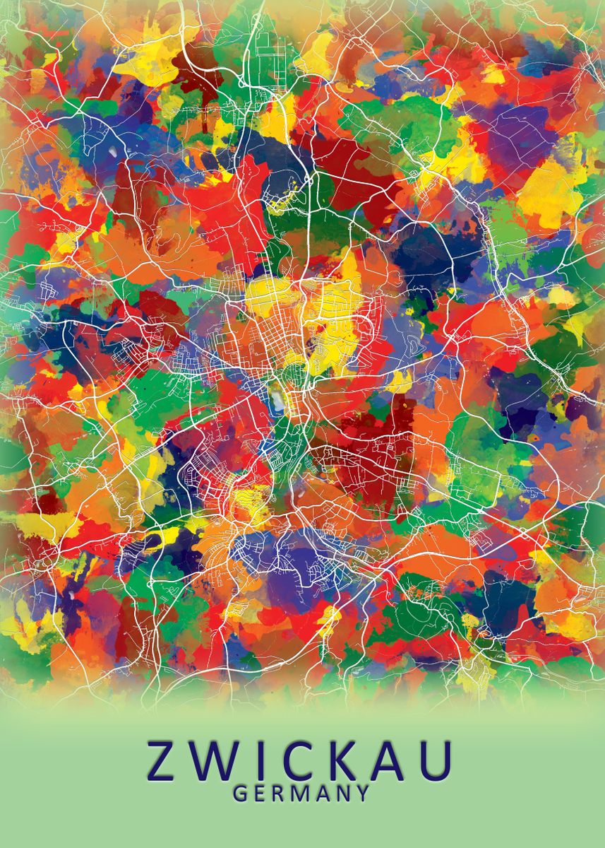 'Zwickau Germany City Map' Poster by City Map Art Prints | Displate