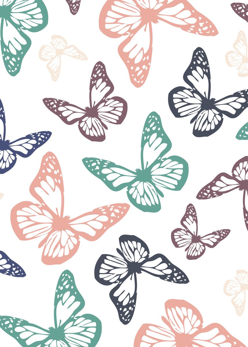 'Flying butterflies' Poster, picture, metal print, paint by Shawlin I ...