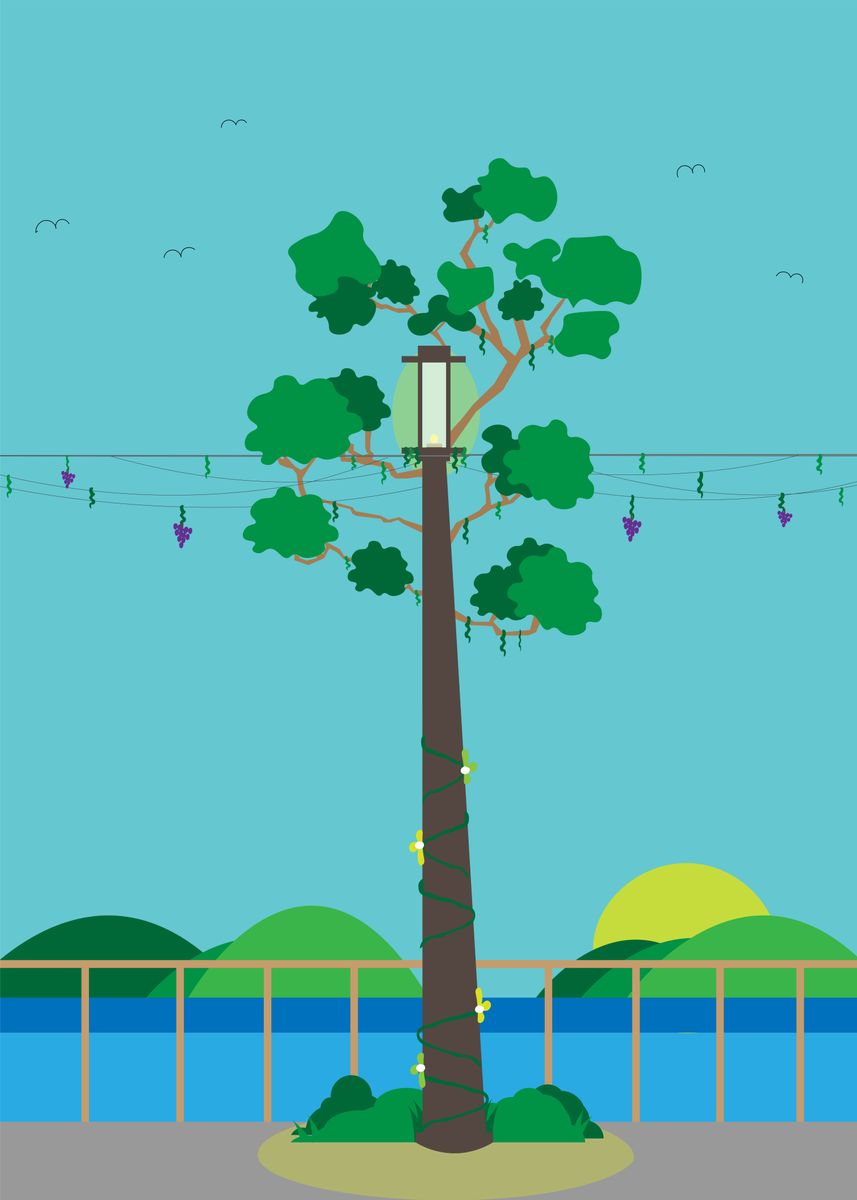 'Lamp Post' Poster, picture, metal print, paint by Rey Ondap | Displate