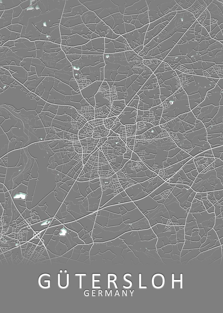 'Gutersloh Germany City Map' Poster by City Map Art Prints | Displate