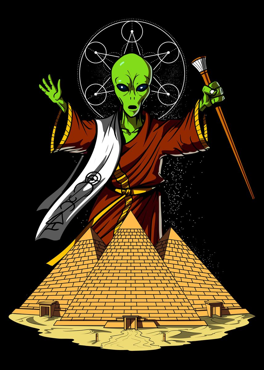 'Egyptian Pyramids Alien' Poster, picture, metal print, paint by ...