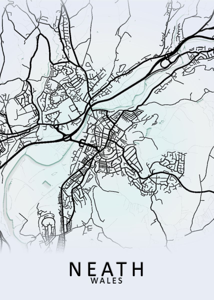 'Neath Wales City Map' Poster, picture, metal print, paint by City Map ...