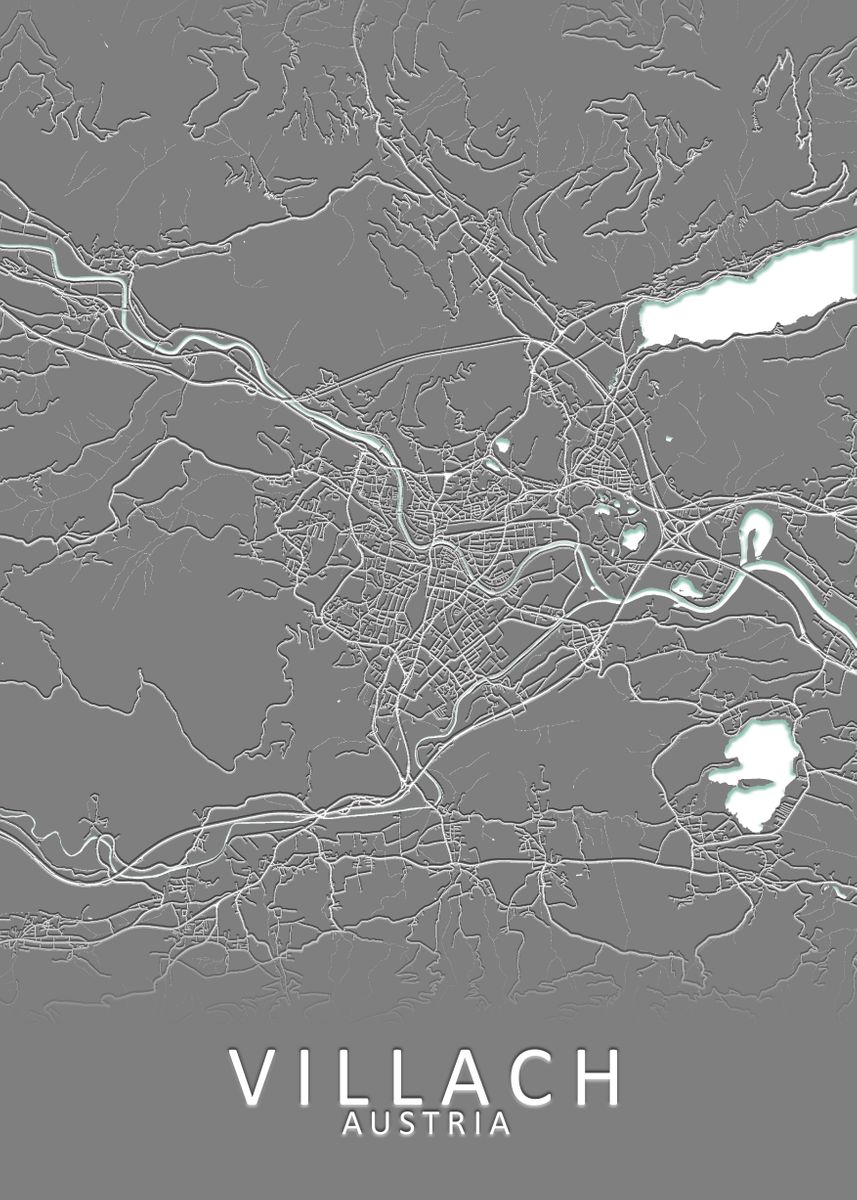 'Villach Austria City Map' Poster, picture, metal print, paint by City ...